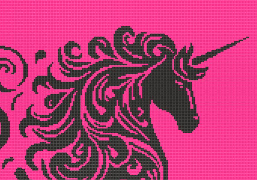 Unicorn, Crochet, Colorwork, Chart, Afghan, Pattern, Blanket, Graphghan ...
