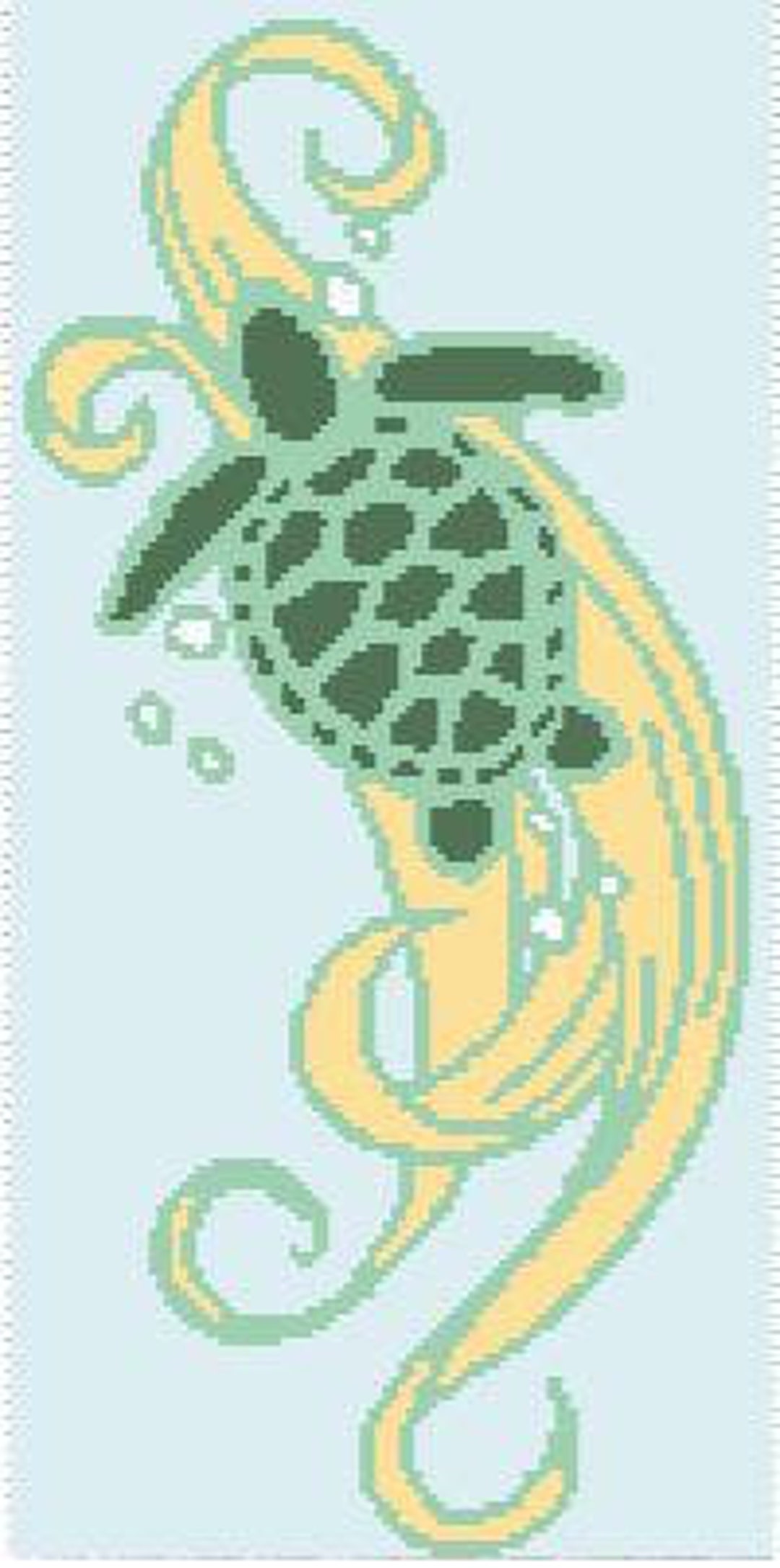 Swimming Sea Turtle, Crochet, Colorwork, Chart, Afghan, Pattern ...
