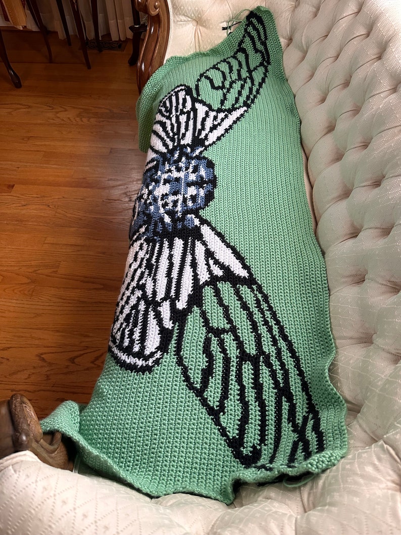 Ghost Cicada, Crochet, Colorwork, Chart, Afghan, Pattern, Blanket - Etsy