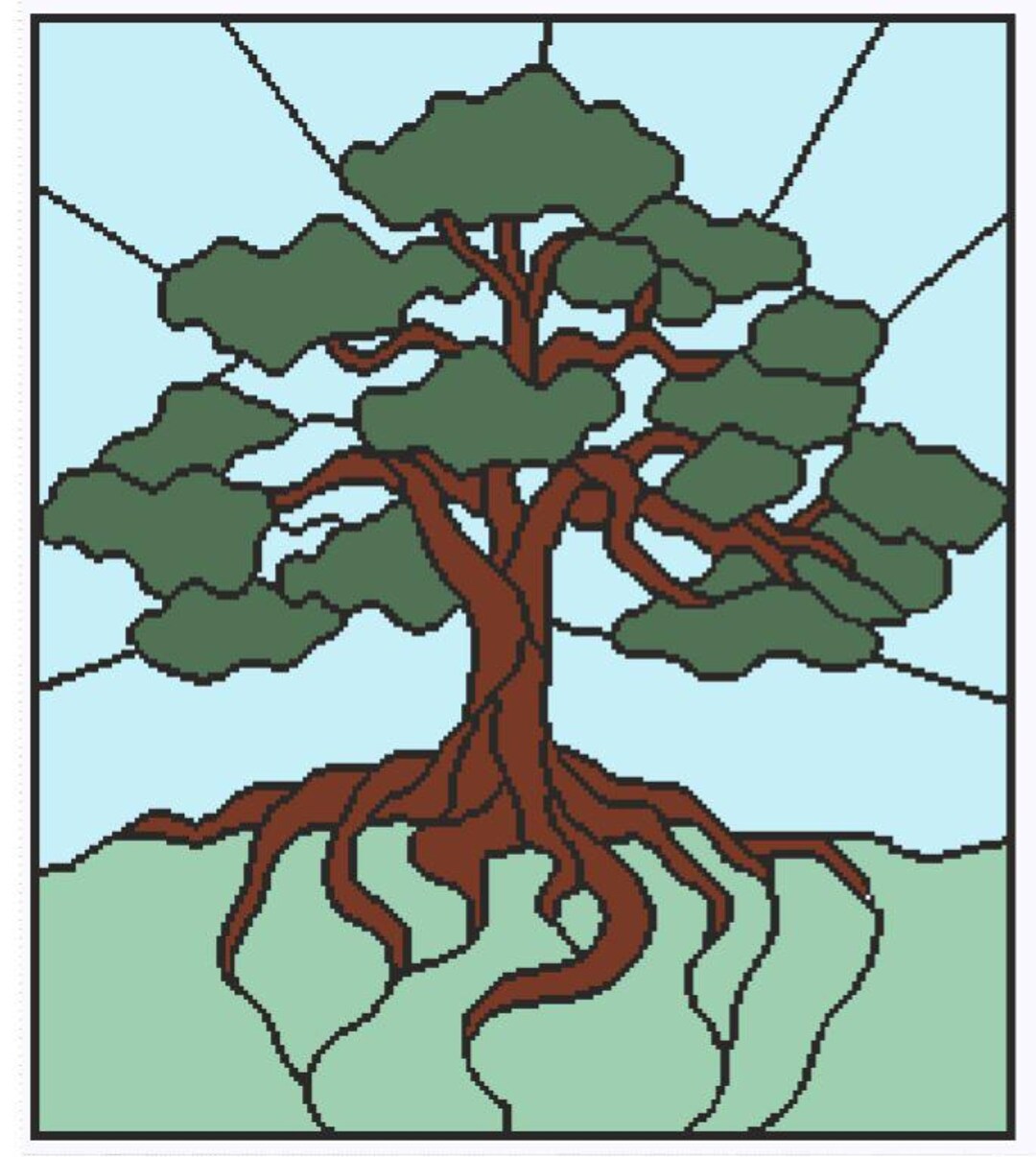 Bonsai, Tree, Conifer, Sunset, Sunrise, Crochet, Colorwork, Chart ...