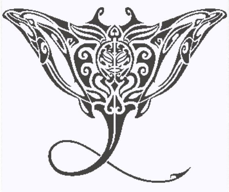 Polynesian Style Manta Ray, Crochet, Colorwork, Chart, Afghan, Pattern ...