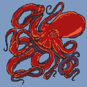 Pacific Red Octopus, Crochet, Colorwork, Chart, Afghan, Pattern ...