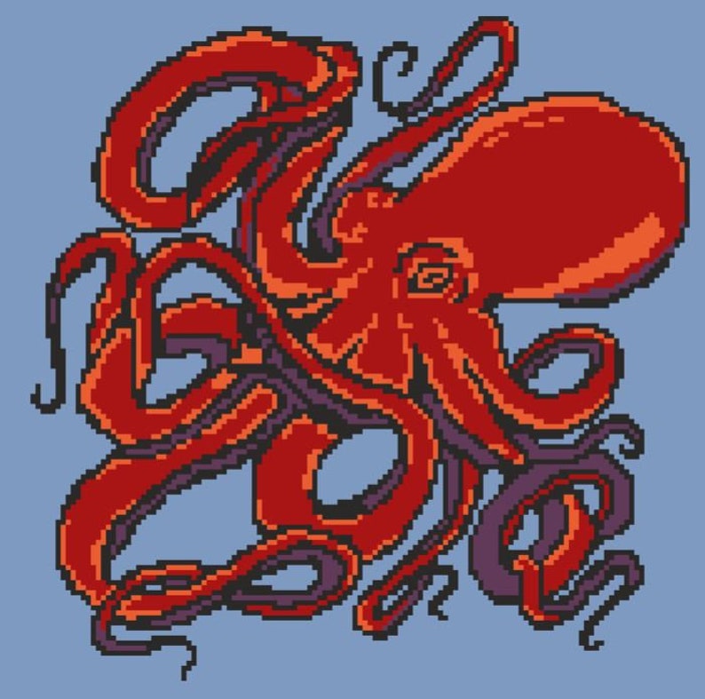 Pacific Red Octopus, Crochet, Colorwork, Chart, Afghan, Pattern ...