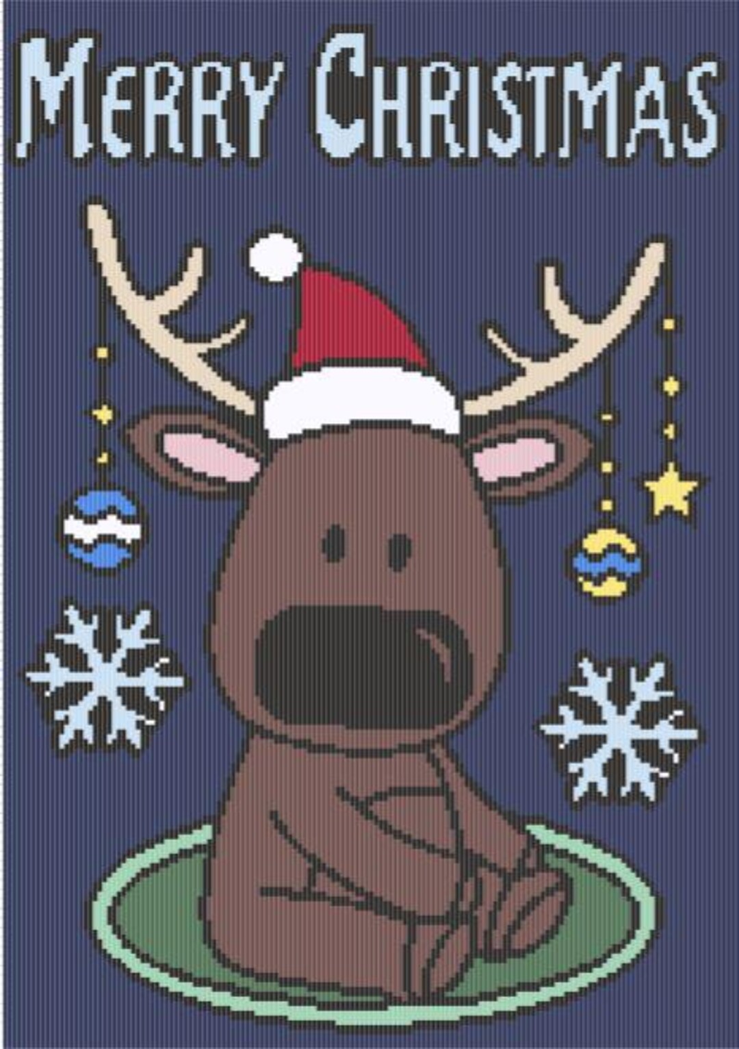 Christmas Reindeer, Winter, Holidays, Crochet, Colorwork, Chart, Afghan ...