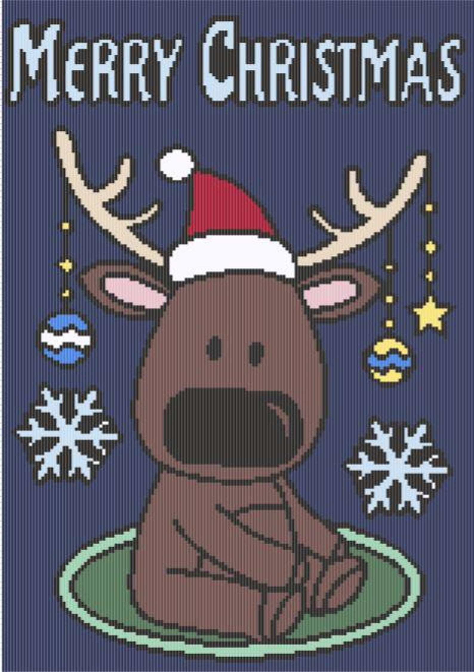 Christmas Reindeer, Winter, Holidays, Crochet, Colorwork, Chart, Afghan ...