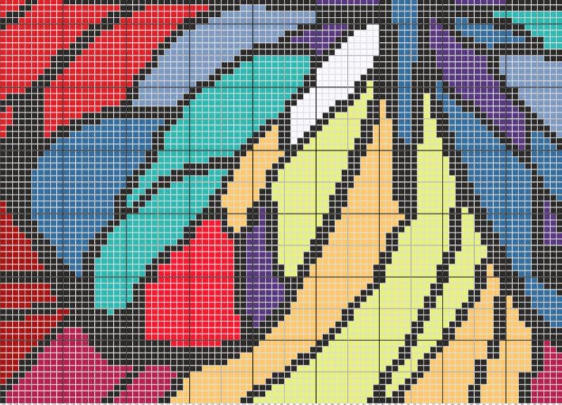 Colorful Stained Glass Butterfly, Crochet, Colorwork, Chart, Afghan ...