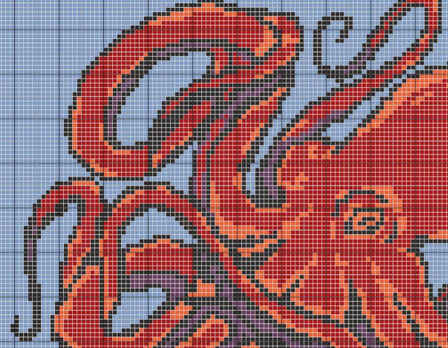 Pacific Red Octopus, Crochet, Colorwork, Chart, Afghan, Pattern ...