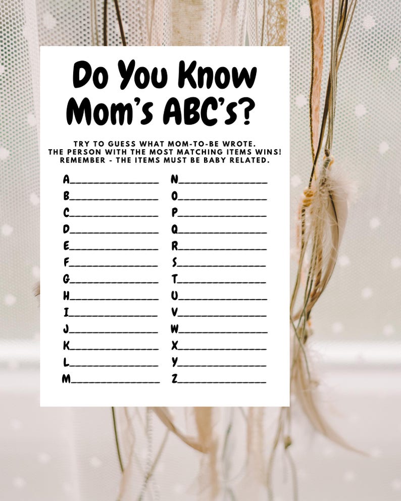 Minimalist Baby Shower | ABC Game | Baby Shower Game | Fun Baby Shower ...