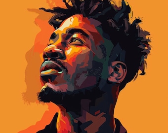 Black Man With Afro Wall Art, Black Art Canvas, Black People Art, Black ...