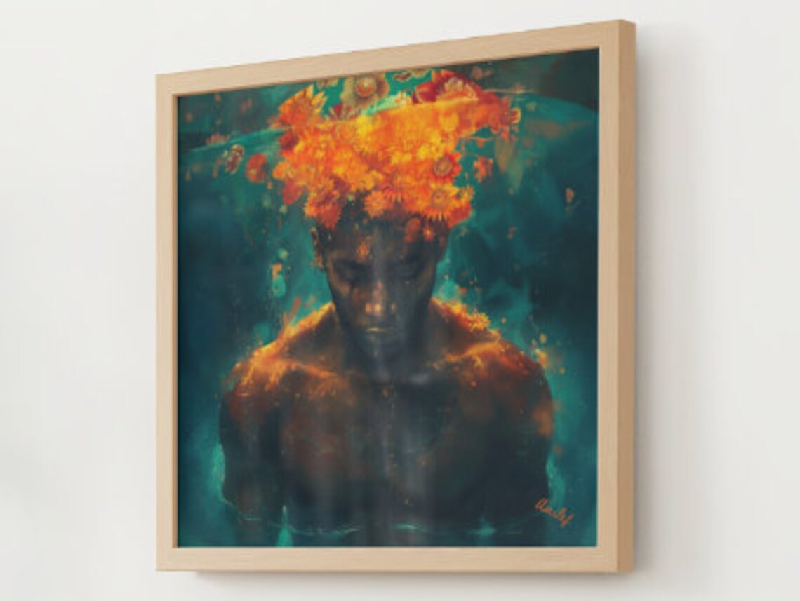 Immersion of Flowers Art, Black Art Prints, Black People Art, Black Boy ...