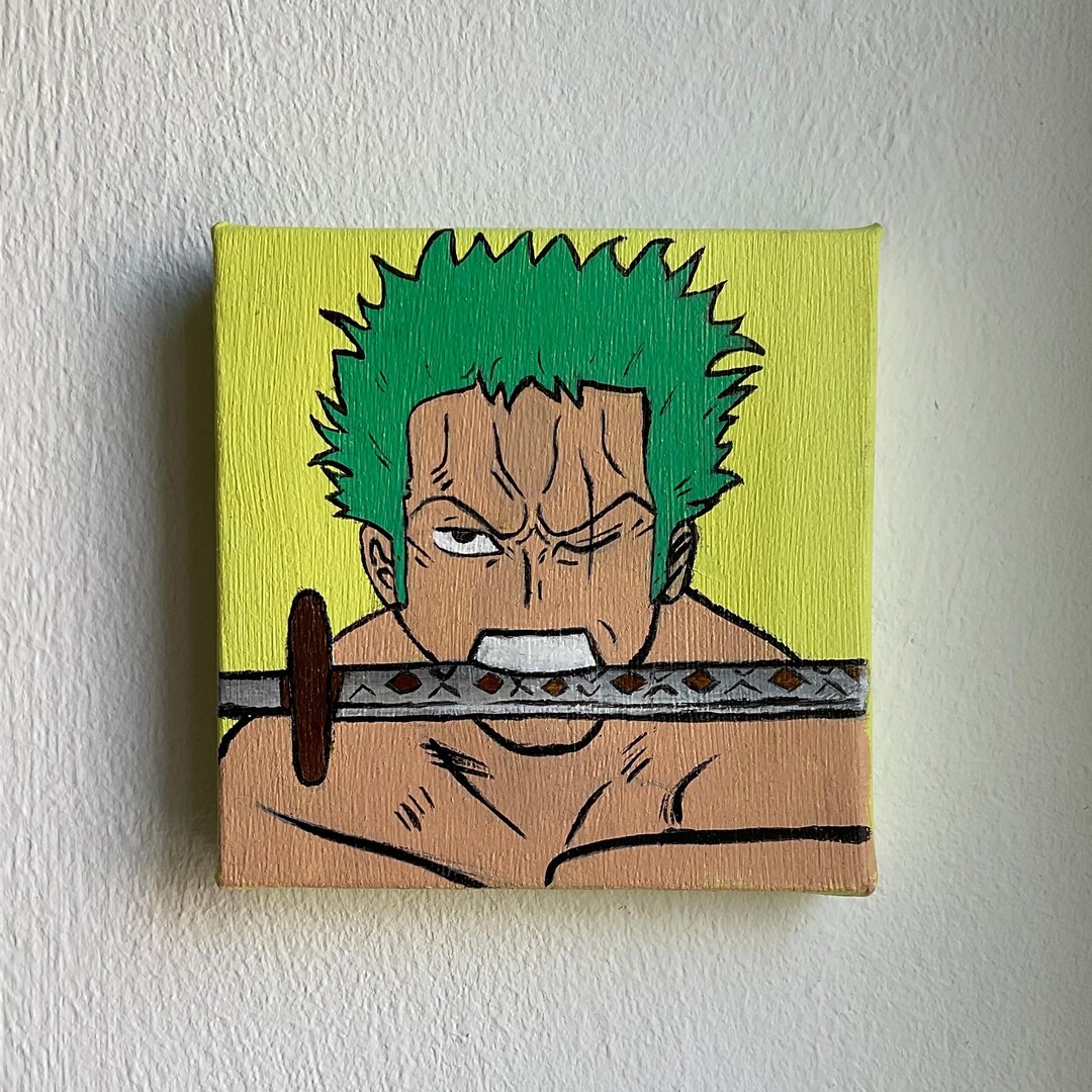 Hand-painted Zoro on Canvas | One Piece Anime Wall Art | Roronoa Zoro ...