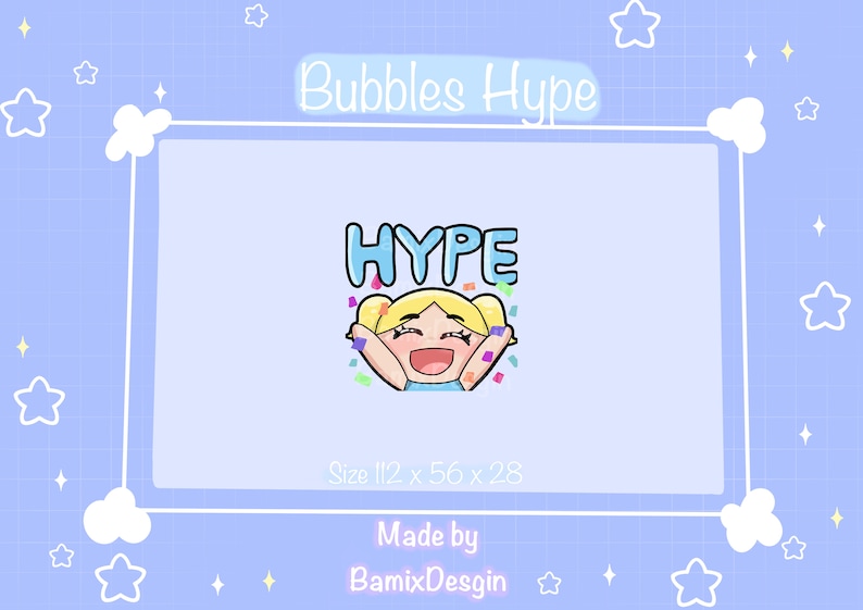 Cute Powerpuff Girl Bubbles Hype Emote | Heart Emote | Twitch Emote ...