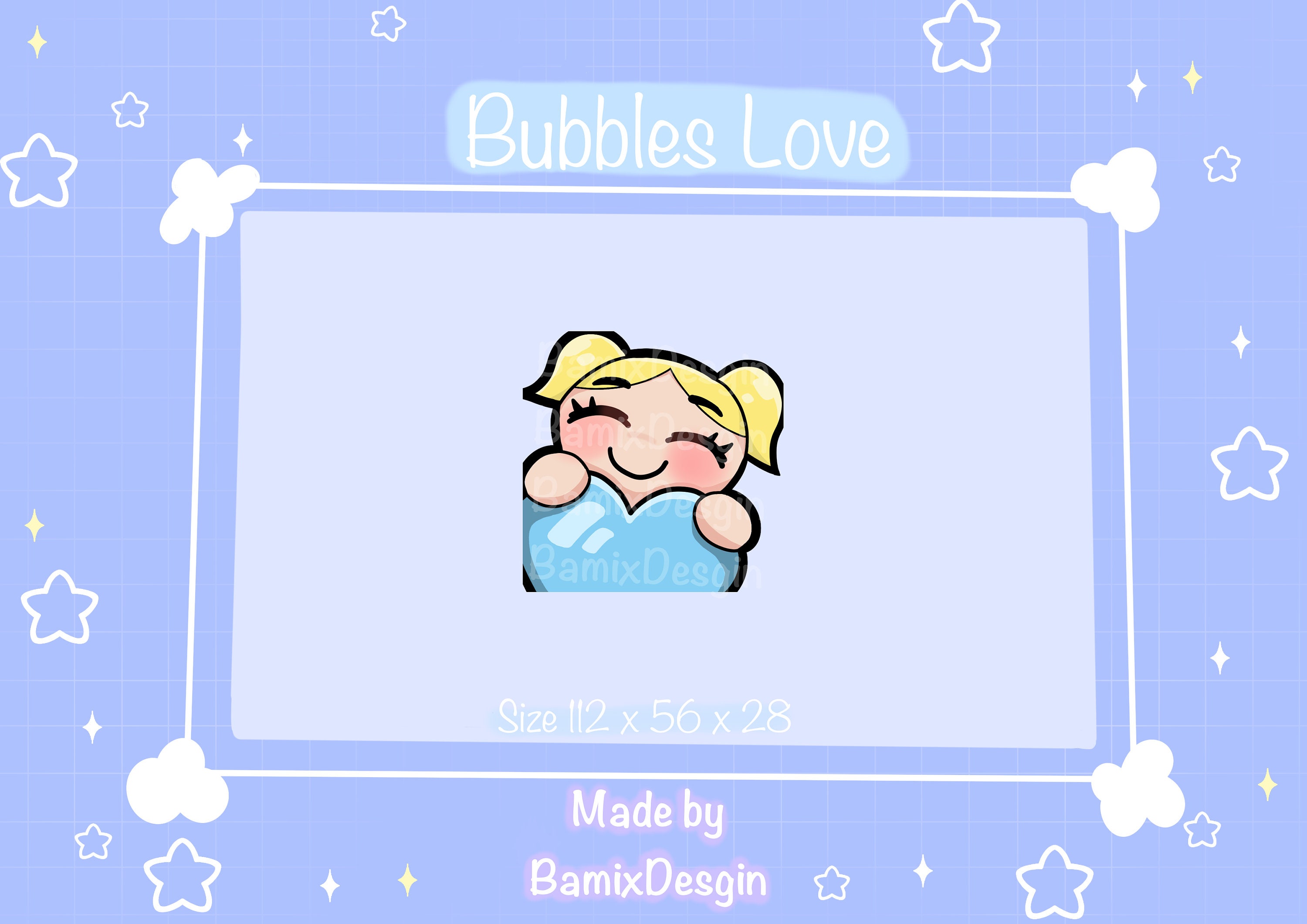 Cute Powerpuff Girl Bubbles Love Emote | Heart Emote | Twitch Emote ...
