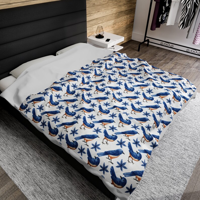 Blue Jay Throw Fuzzy Plush Soft Blanket Bird Lover Blanker Songbird ...