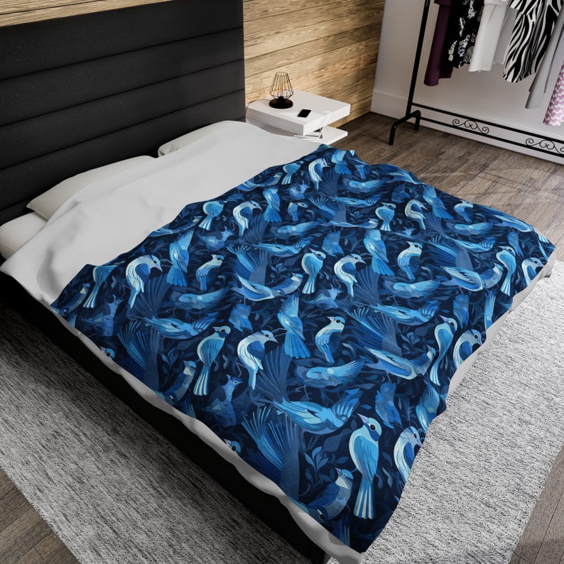 Blue Jay Throw Fuzzy Plush Soft Blanket Bird Lover Blanker Songbird ...