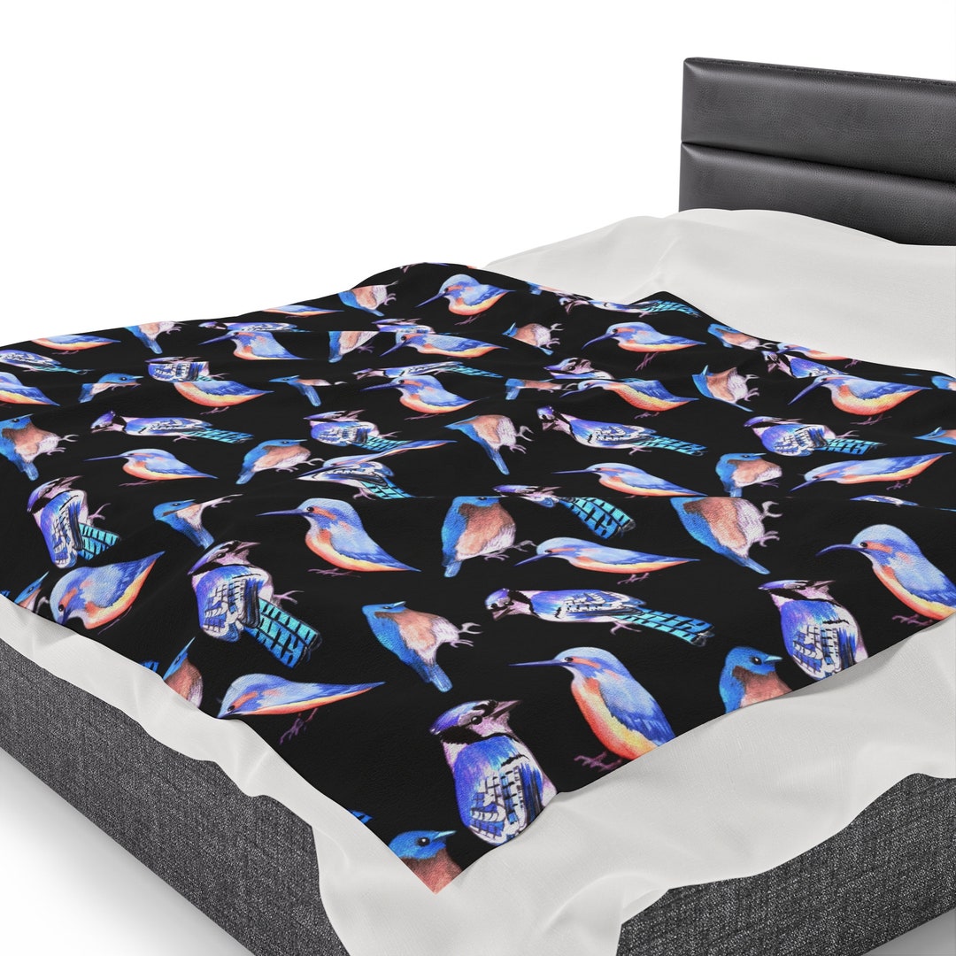 Blue Jay Throw Fuzzy Plush Soft Blanket Bird Lover Blanker Songbird ...