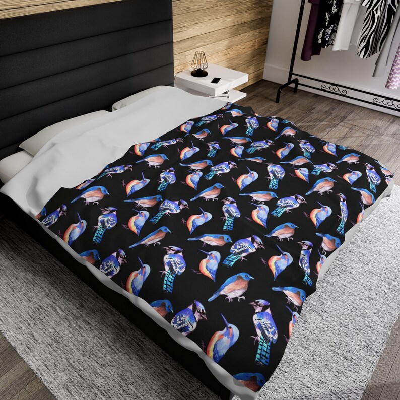 Blue Jay Throw Fuzzy Plush Soft Blanket Bird Lover Blanker Songbird ...