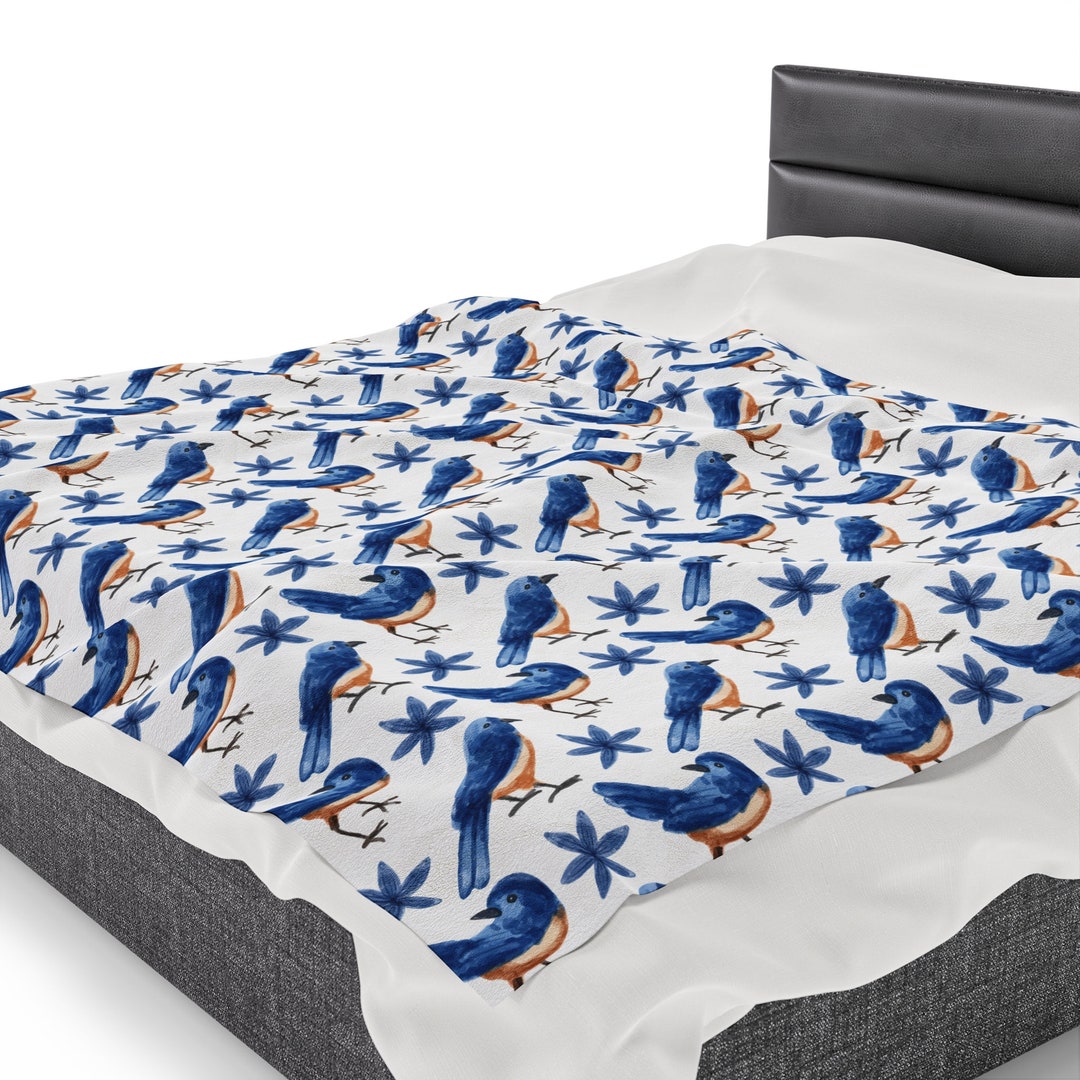 Blue Jay Throw Fuzzy Plush Soft Blanket Bird Lover Blanker Songbird ...