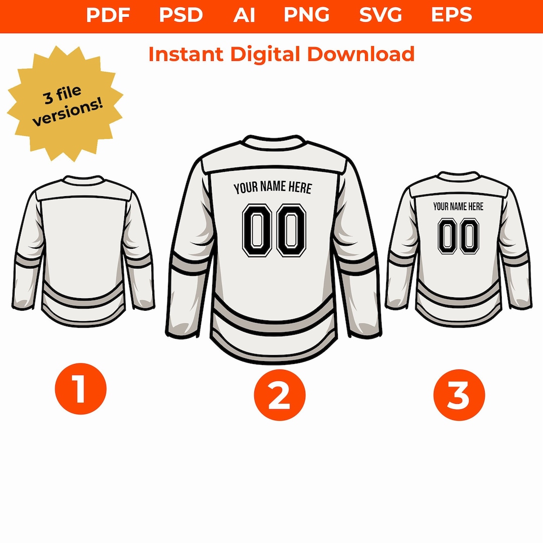 Hockey SVG, Hockey Jersey SVG, White Hockey Jersey Design Files Set ...