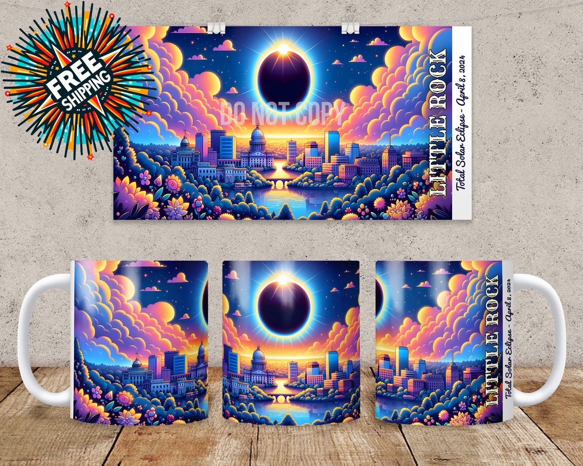 Little Rock, Arkansas 2024 Solar Eclipse Mug, Arkansas Eclipse Mug for ...