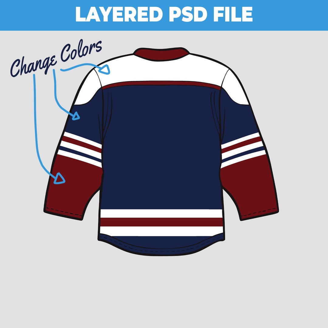 Customizable Hockey Jersey Photoshop Template - Editable PSD With Multi ...