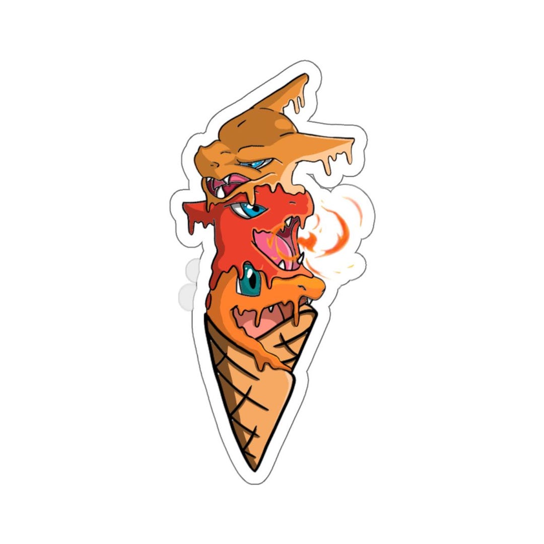 Charizard Cone Sticker Pokemon Evolution Ice Cream Cone Sticker - Etsy