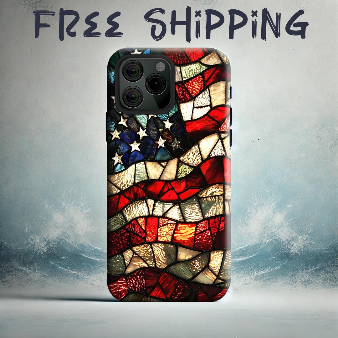 3D Stained Glass American Flag Phone Case, Patriotic Mosaic Art, Unique ...
