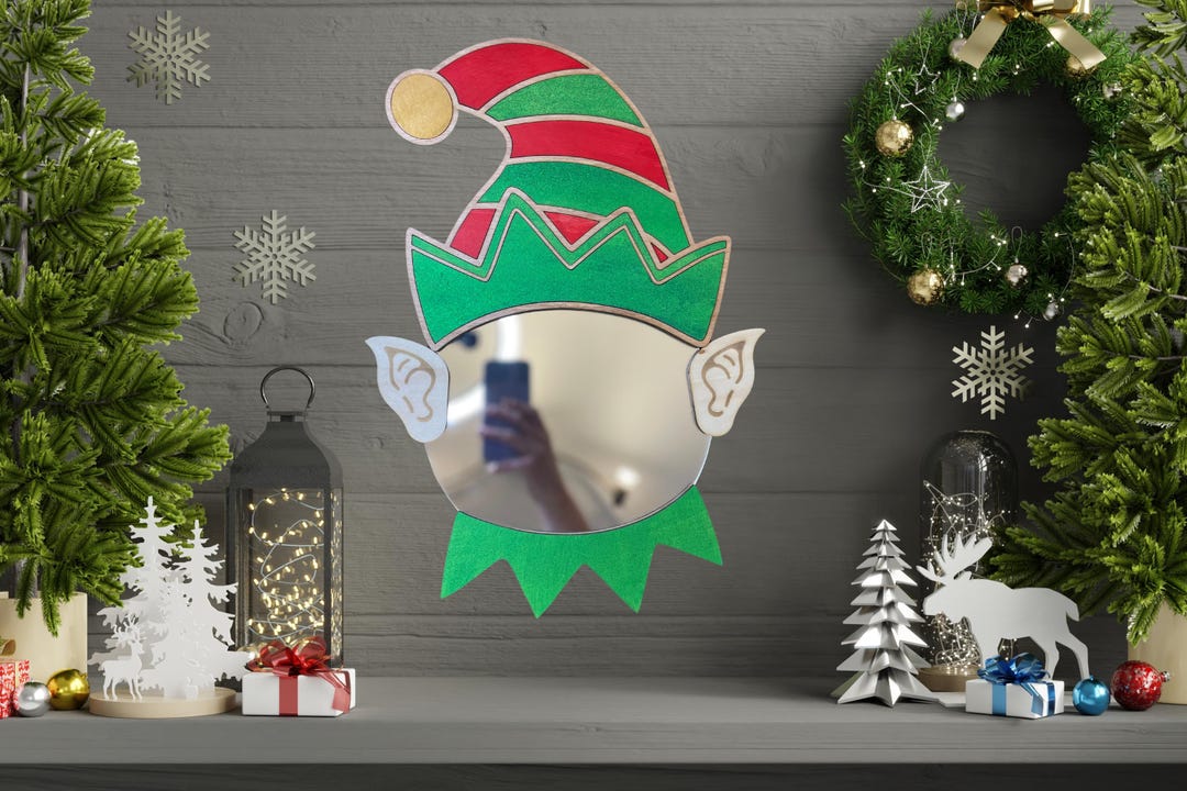 Unique Elf Mirror Wood Mirror Holiday Decor Christmas Gift Unique Gift ...
