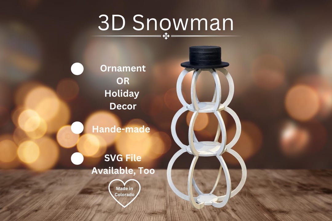 Customizable 3D Snowman Ornament Holiday Decor Art Unique Gifts ...