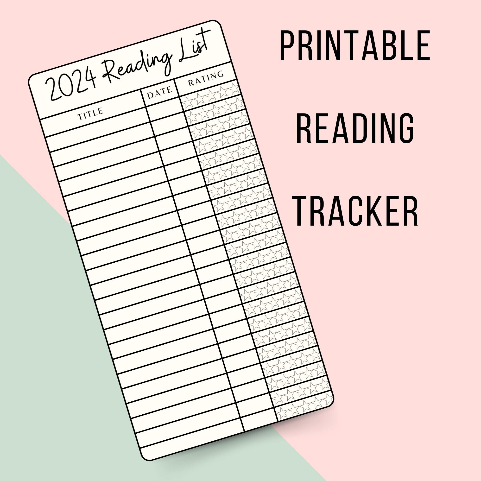 Reading Tracker Bookmark Printable Bookmark Digital Bookmark Instant ...