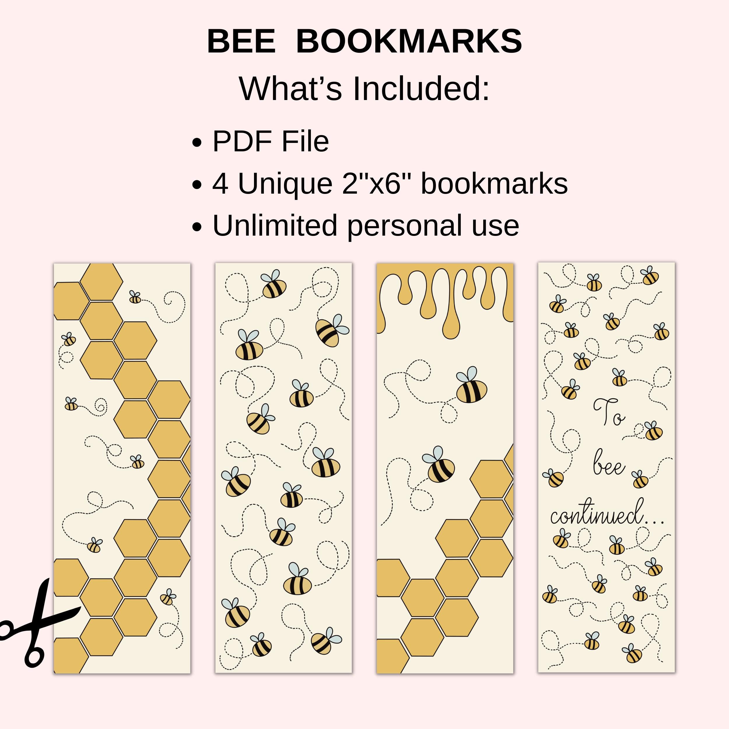 Bee Bookmarks || Printable Bookmarks || Digital Bookmark || Instant ...