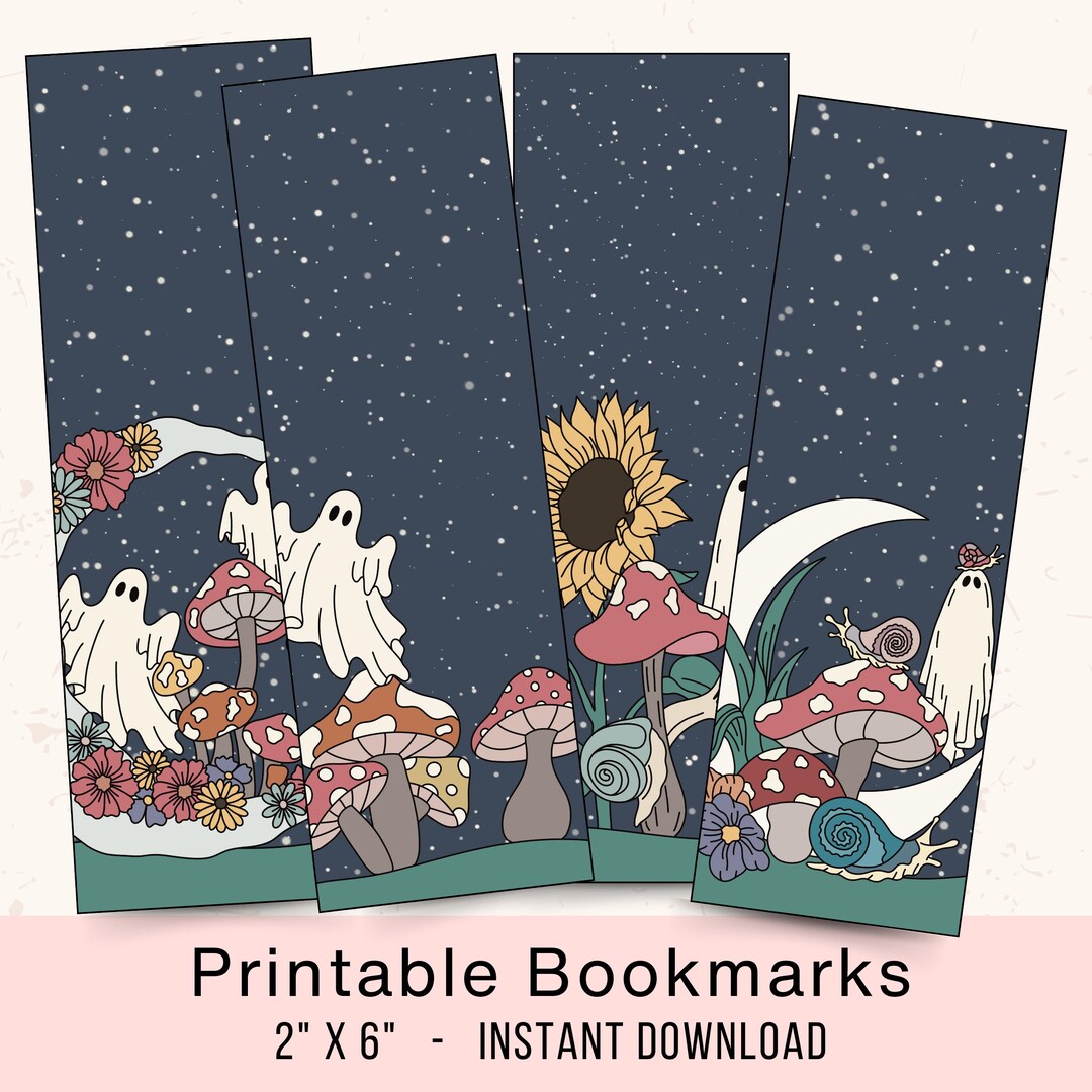 Ghost Bookmarks || Mushroom Bookmarks || Printable Bookmarks || Digital ...