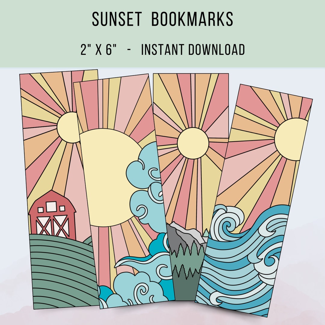 Sunset Bookmarks Printable Bookmarks Digital Bookmark Instant Download ...