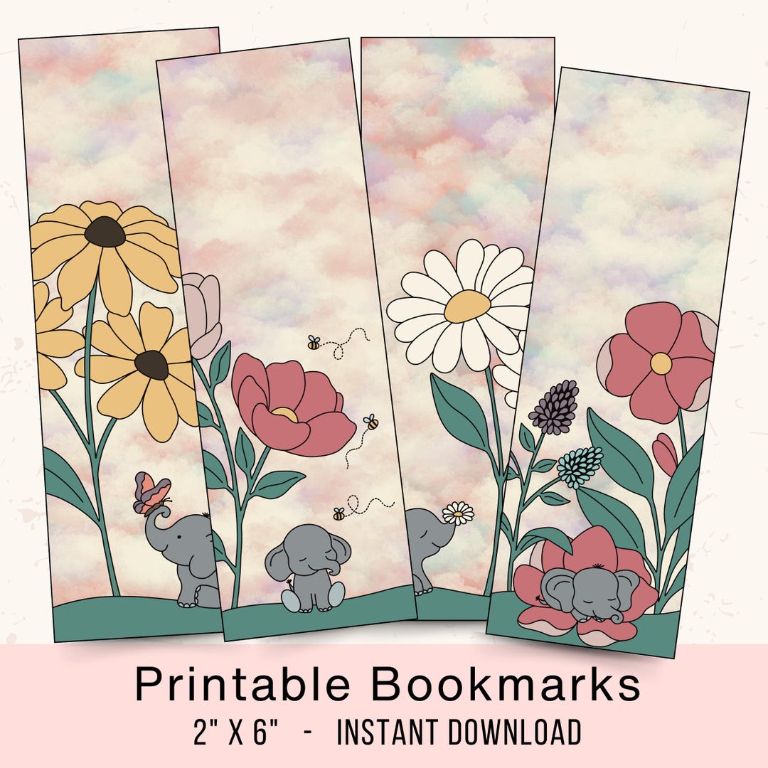 Elephant Bookmarks || Cute Bookmarks || Printable Bookmark || Digital ...