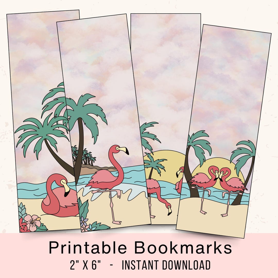 Flamingo Bookmarks || Beach Bookmarks || Printable Bookmark || Digital ...