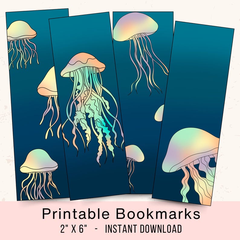 Jellyfish Bookmarks || Under the Sea Bookmarks || Printable Bookmark ...
