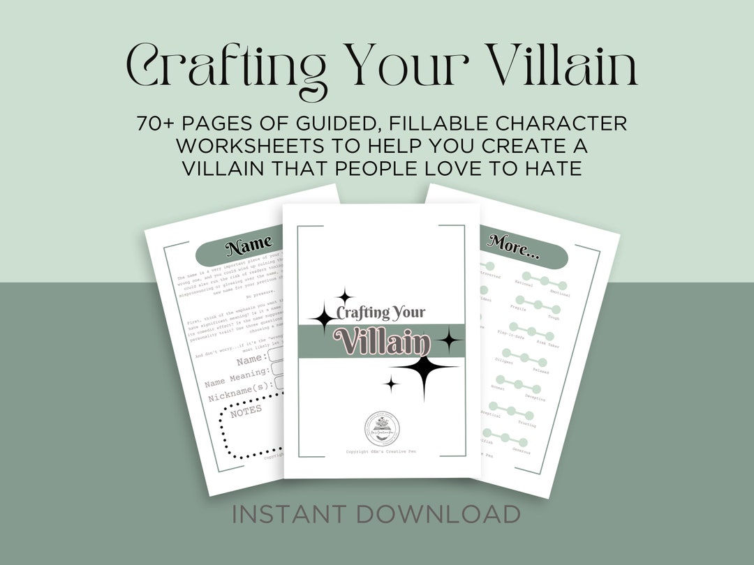 Character Workbook || Crafting Your Villain || Digital or Printable ...