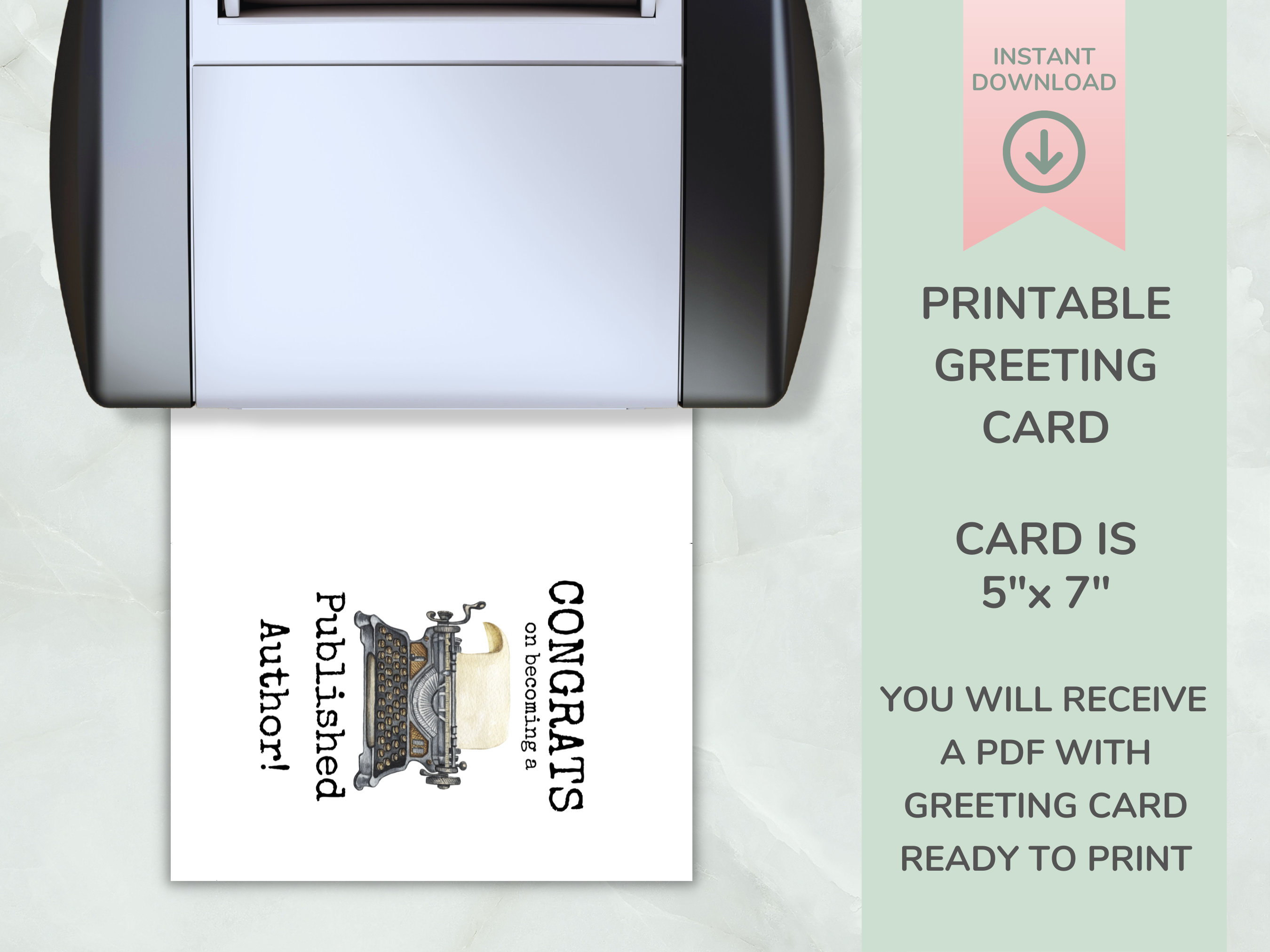 Congrats Published Author Printable Card Greeting Cards for Authors and ...