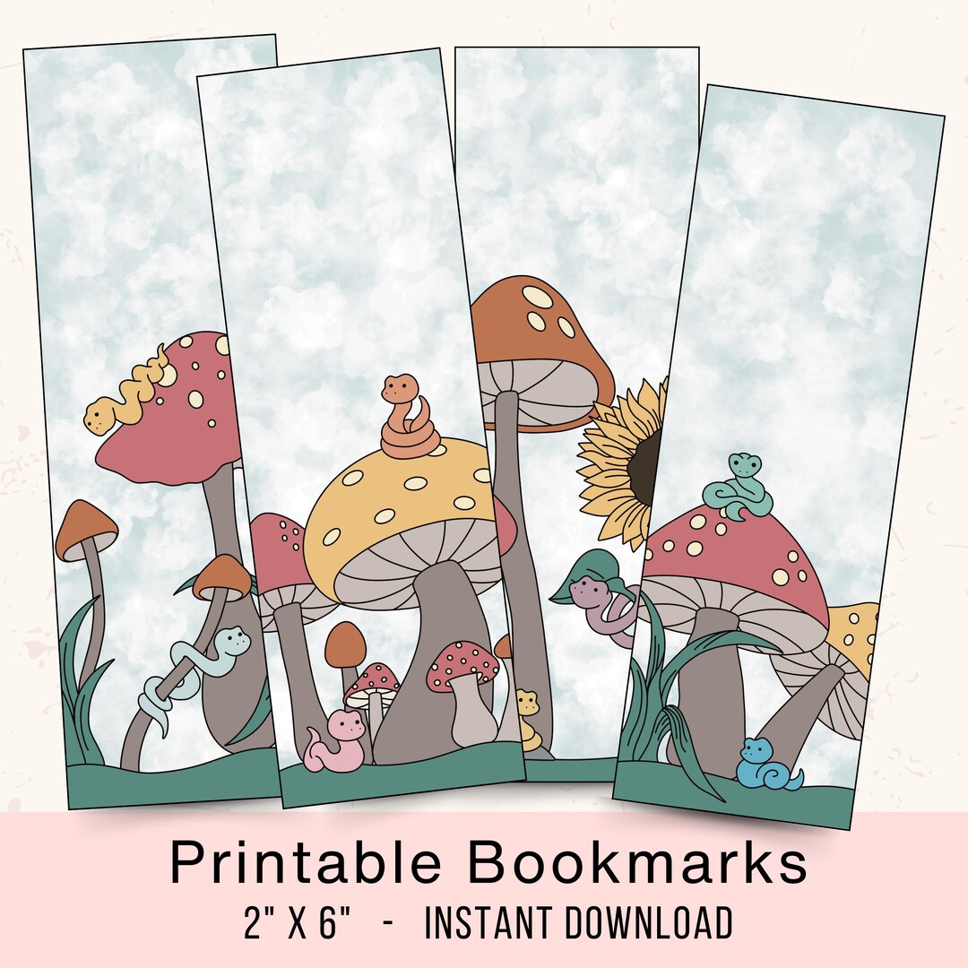 Snake Bookmarks || Mushroom Bookmarks || Cute Bookmarks || Printable ...