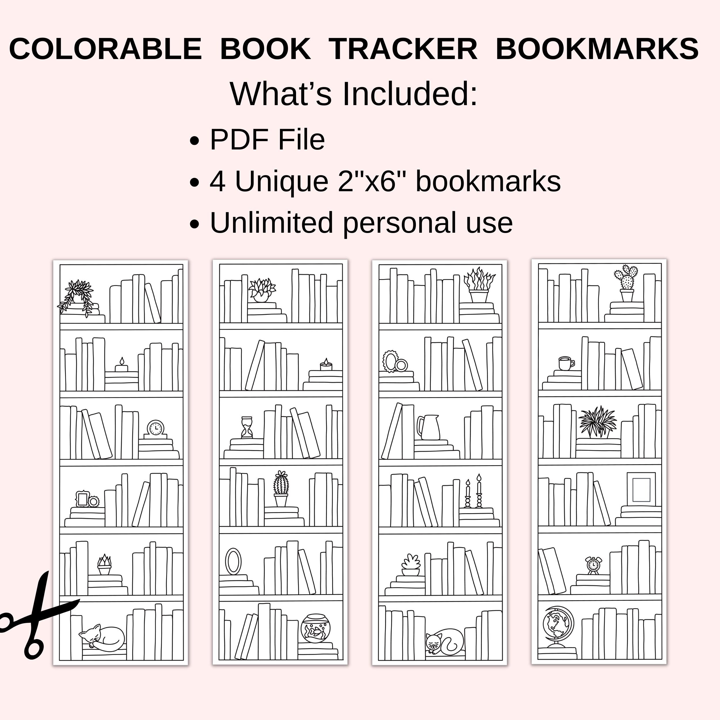 Book Tracker Bookmarks || Printable Bookmarks || Coloring Bookmarks ...