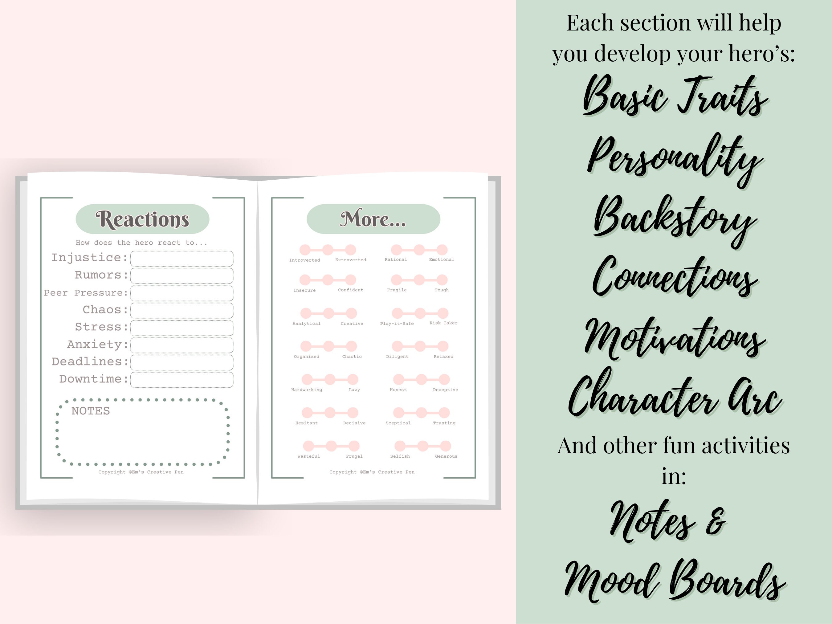 Character Workbook || Crafting Your Hero || Digital or Printable ...