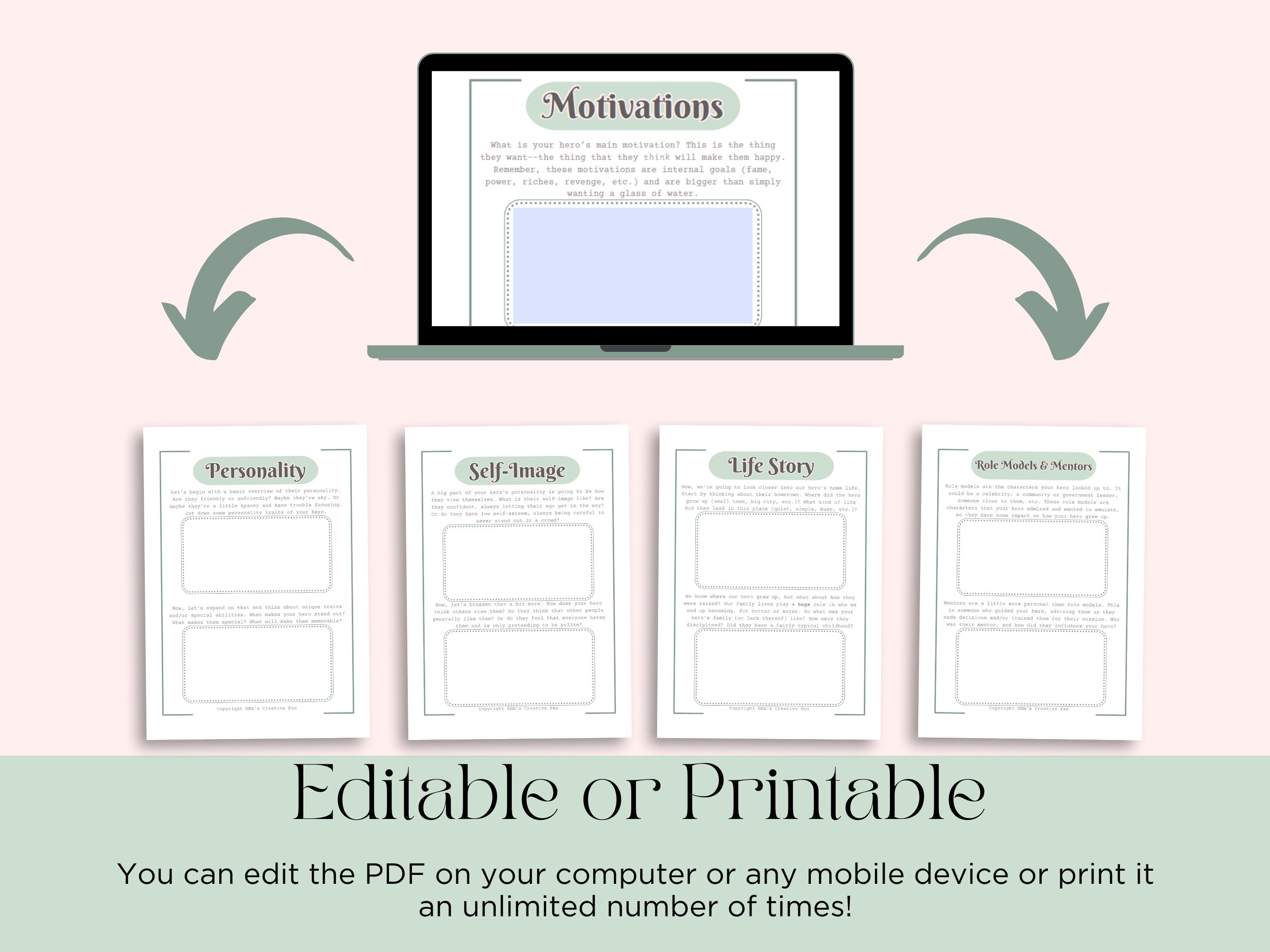 Character Workbook || Crafting Your Hero || Digital or Printable ...