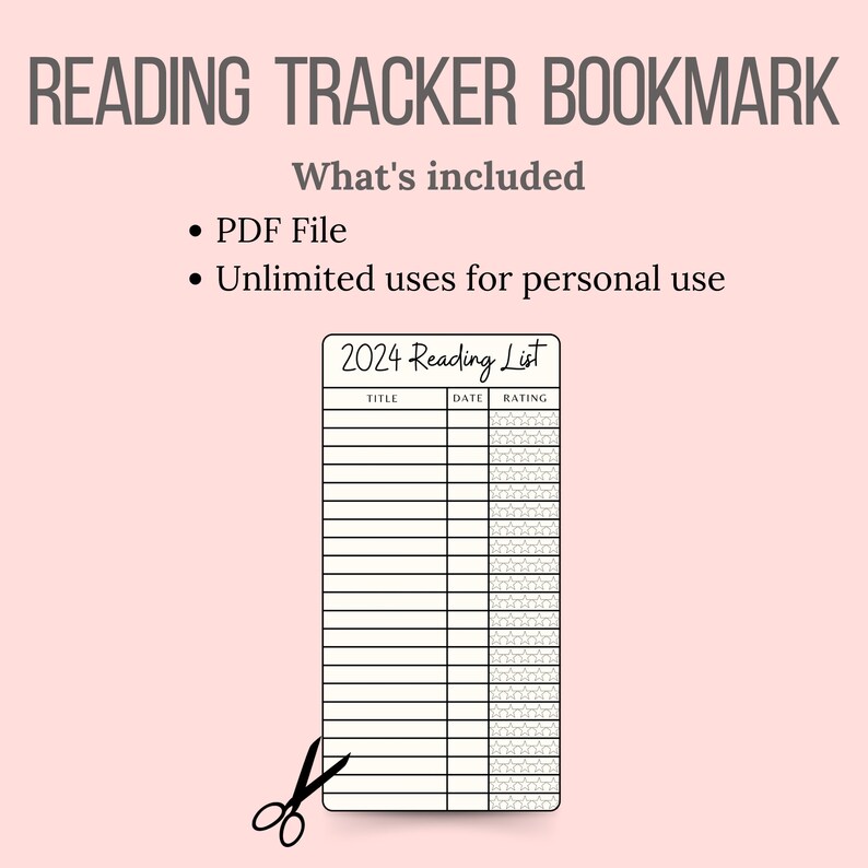 Reading Tracker Bookmark Printable Bookmark Digital Bookmark Instant ...