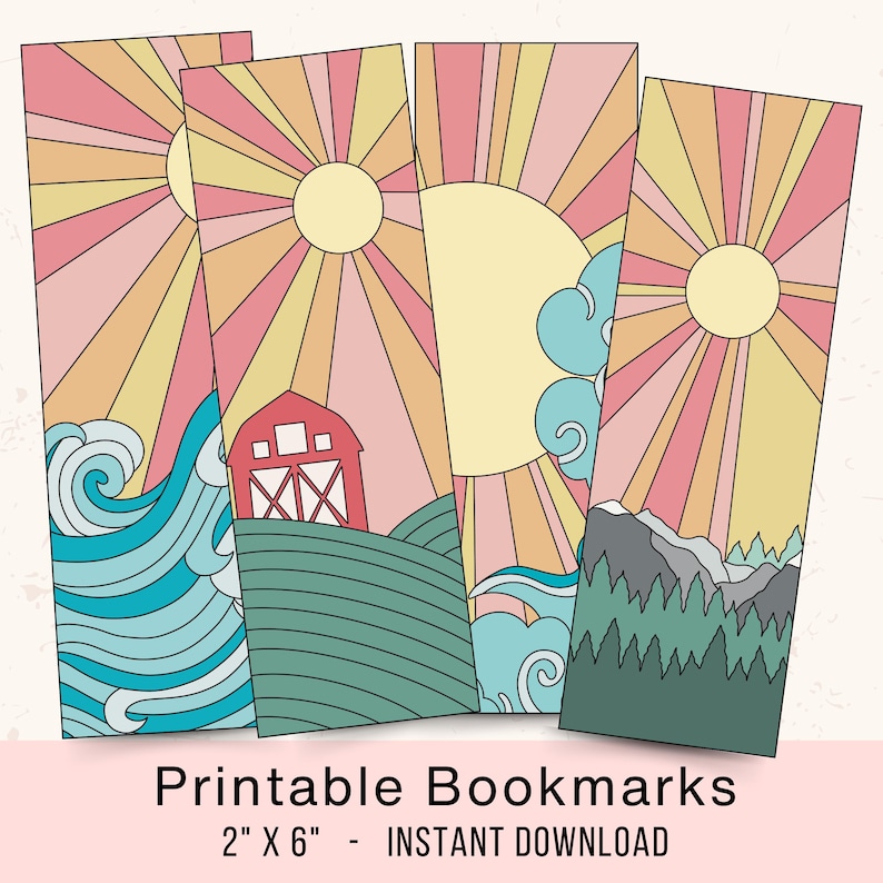 Printable Sunset Bookmarks || Printable Bookmarks || Digital Bookmark ...