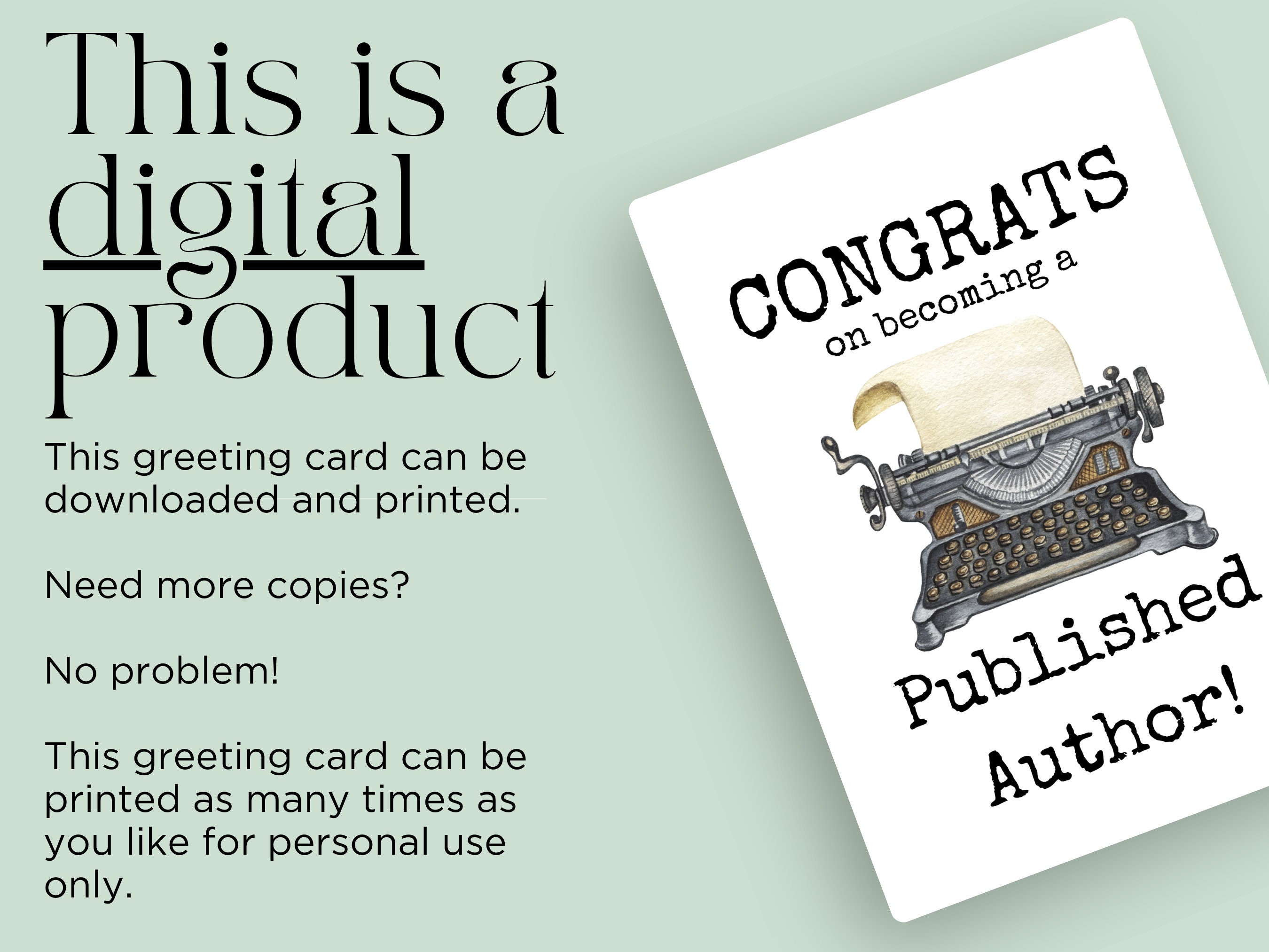 Congrats Published Author Printable Card || Greeting Cards for Authors ...
