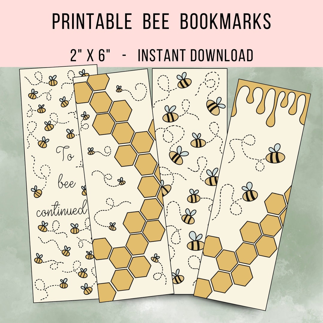Bee Bookmarks Printable Bookmarks Digital Bookmark Instant Download for ...