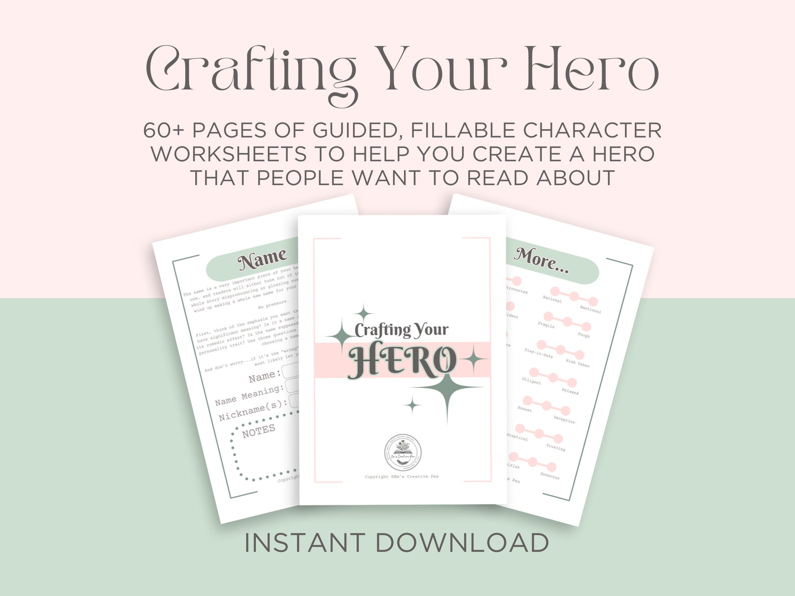 Character Workbook || Crafting Your Hero || Digital or Printable ...