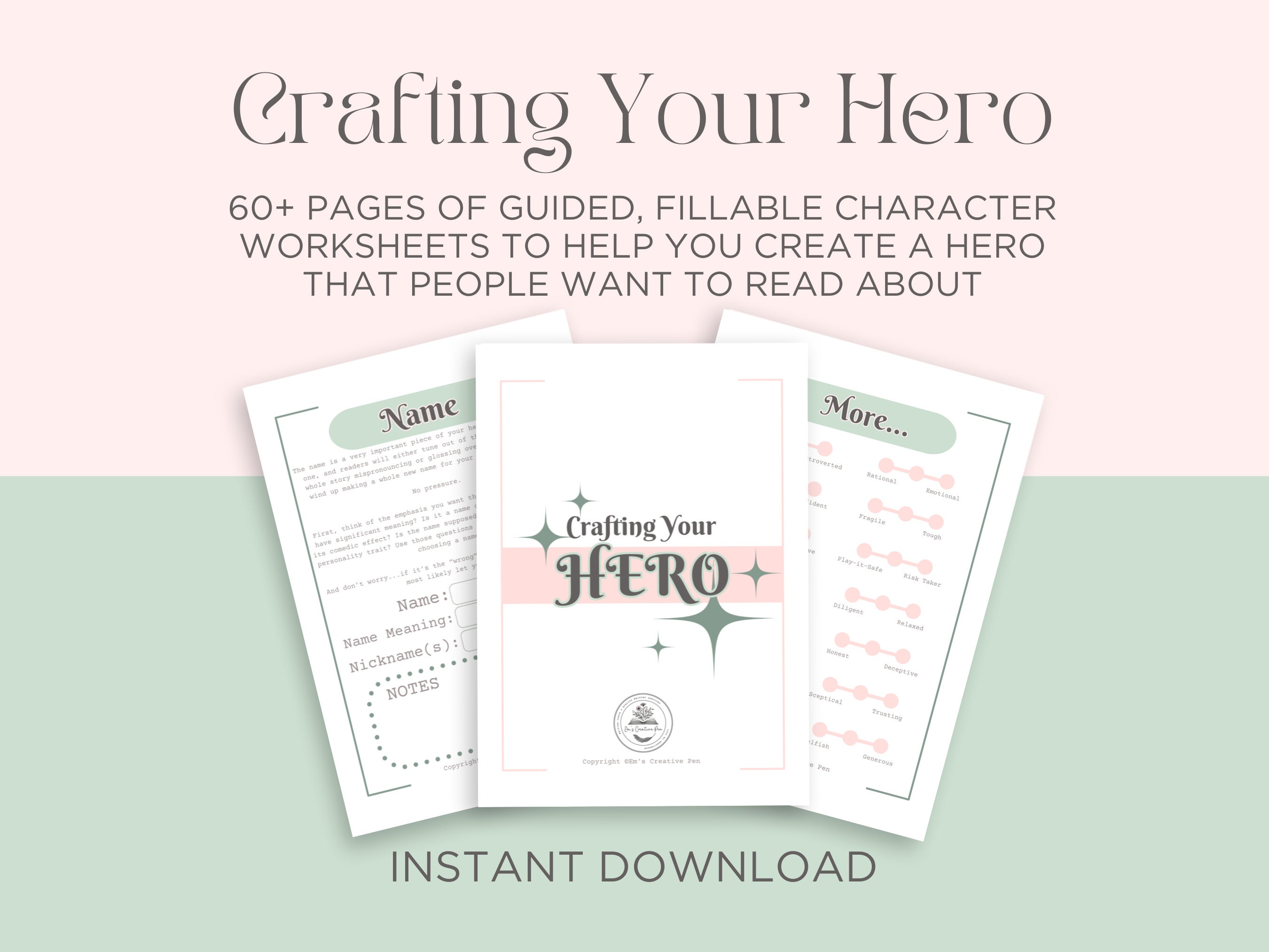Character Workbook || Crafting Your Hero || Digital or Printable ...