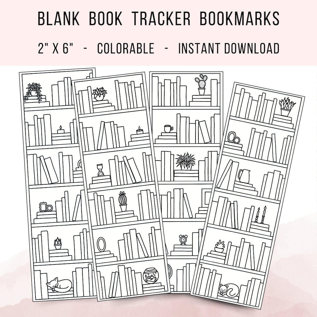 Book Tracker Bookmarks Printable Bookmarks Coloring Bookmarks Digital ...