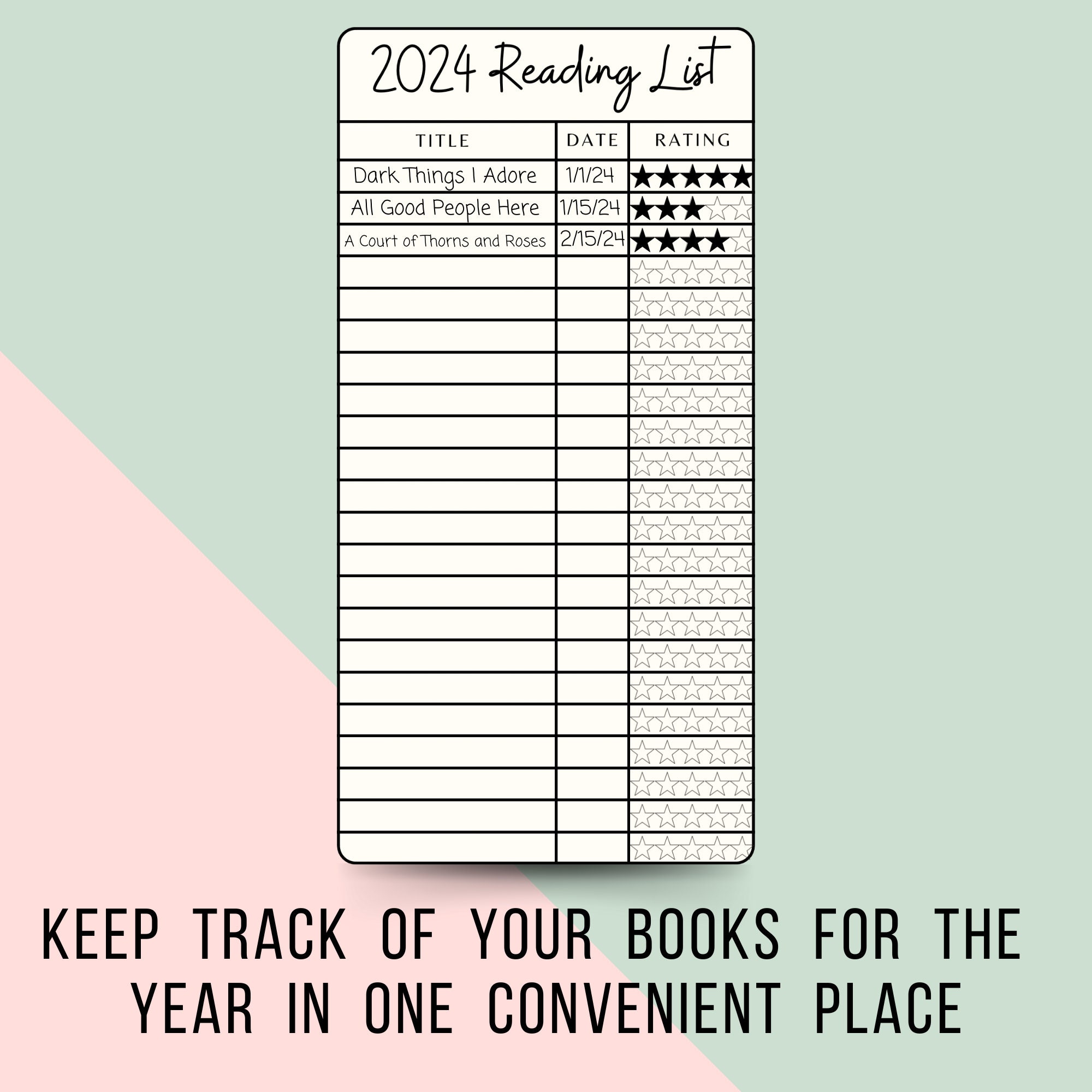 Reading Tracker Bookmark Printable Bookmark Digital Bookmark Instant ...